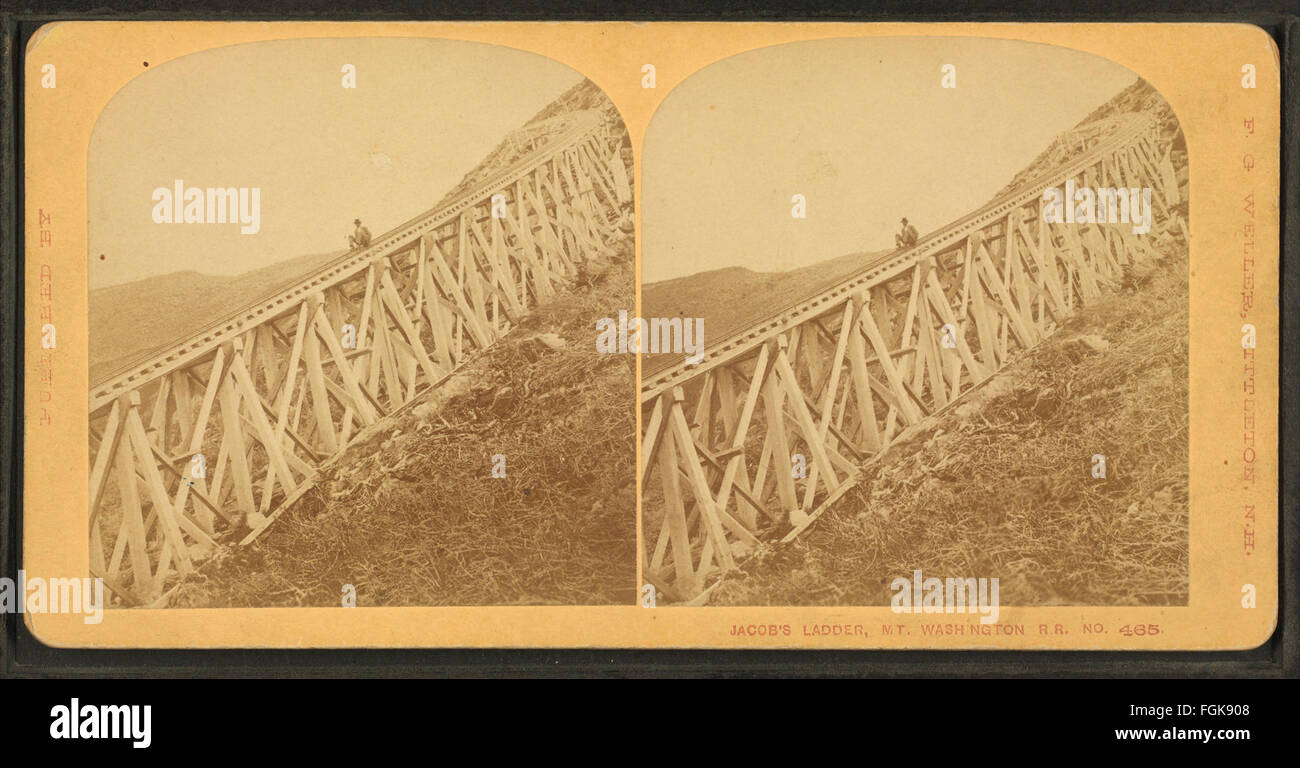 A photograph of Jacob's Ladder, part of the Mount Washington Railway ...