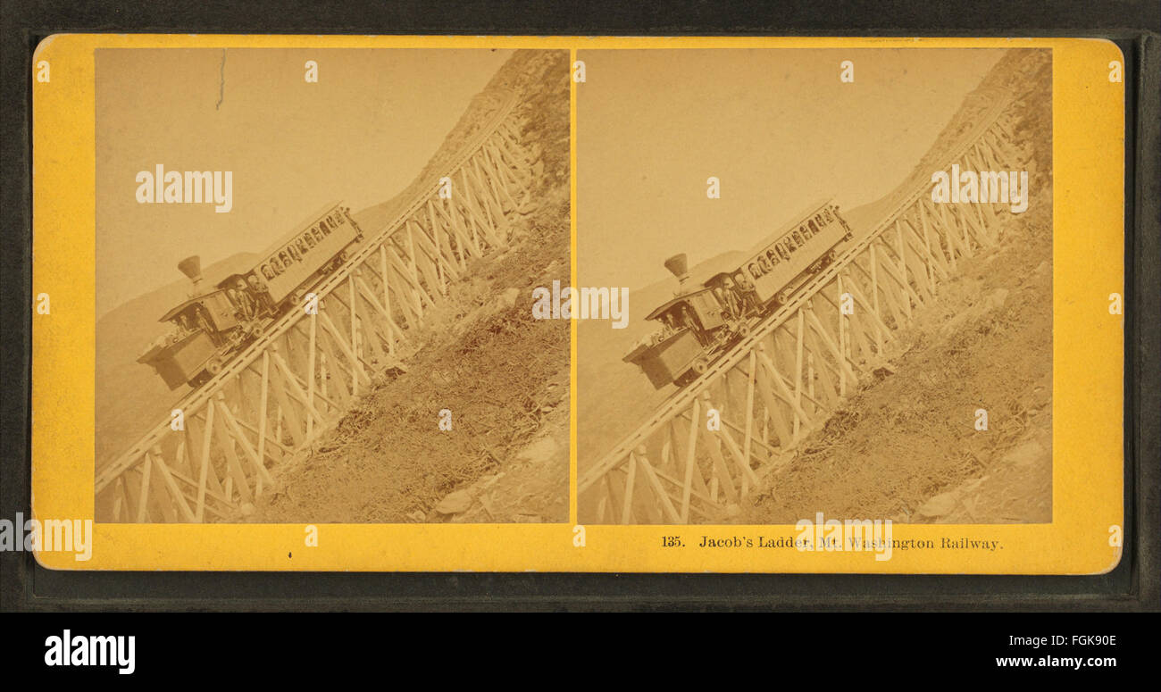 A photograph by Kilburn Brothers of Jacob's Ladder, a steep railway on ...