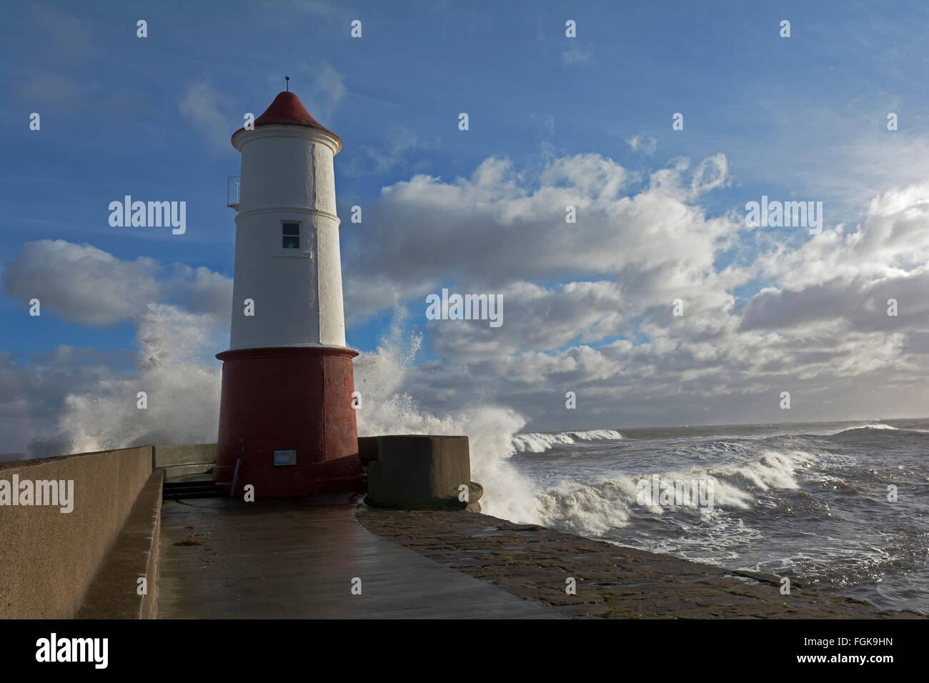 Redundant lighthouse on the pier in Berwick-upon-Tweed Northumberland ...