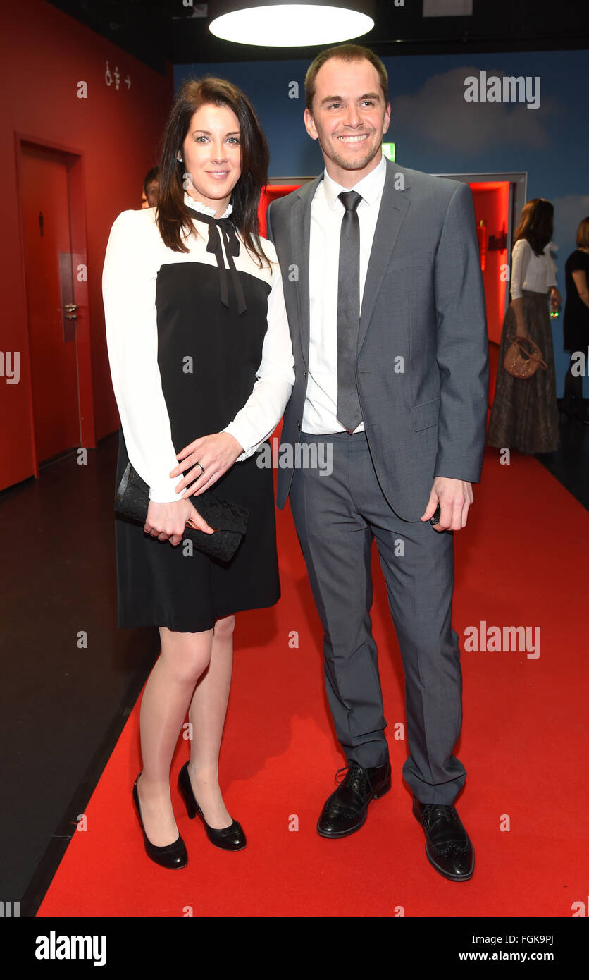 Former biathlete Michael Greis (R) and his wife Alexandra arrive for a ...