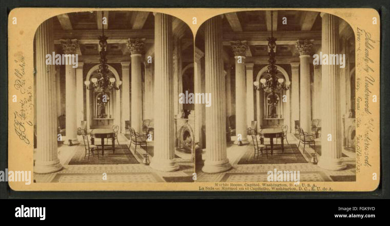 A stereoscopic image of the Marble Room in the U.S. Capitol, taken by ...