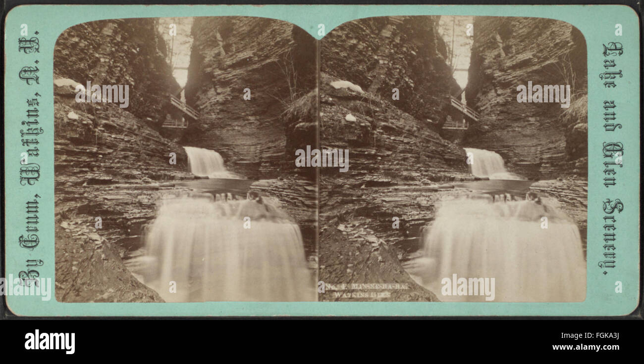 A photograph of Min-ne-ha-ha waterfall at Watkins Glen, captured by R ...