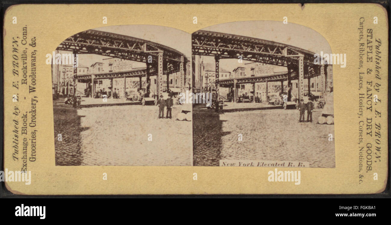 A photograph of the New York Elevated Railway, taken from the Robert N ...