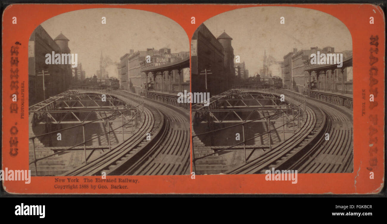 This photograph by George Barker captures the elevated railway system ...