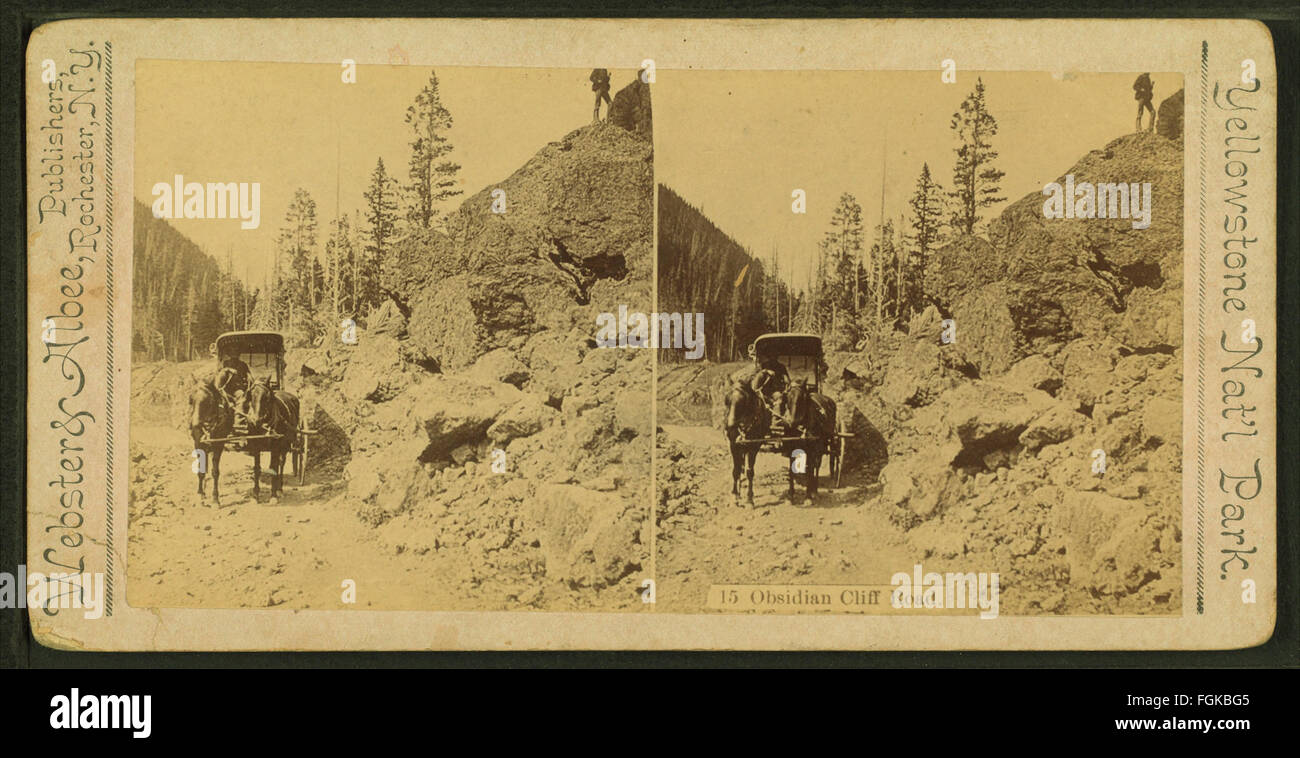 A photograph of Obsidian Cliff Road, showcasing the road's path and the ...