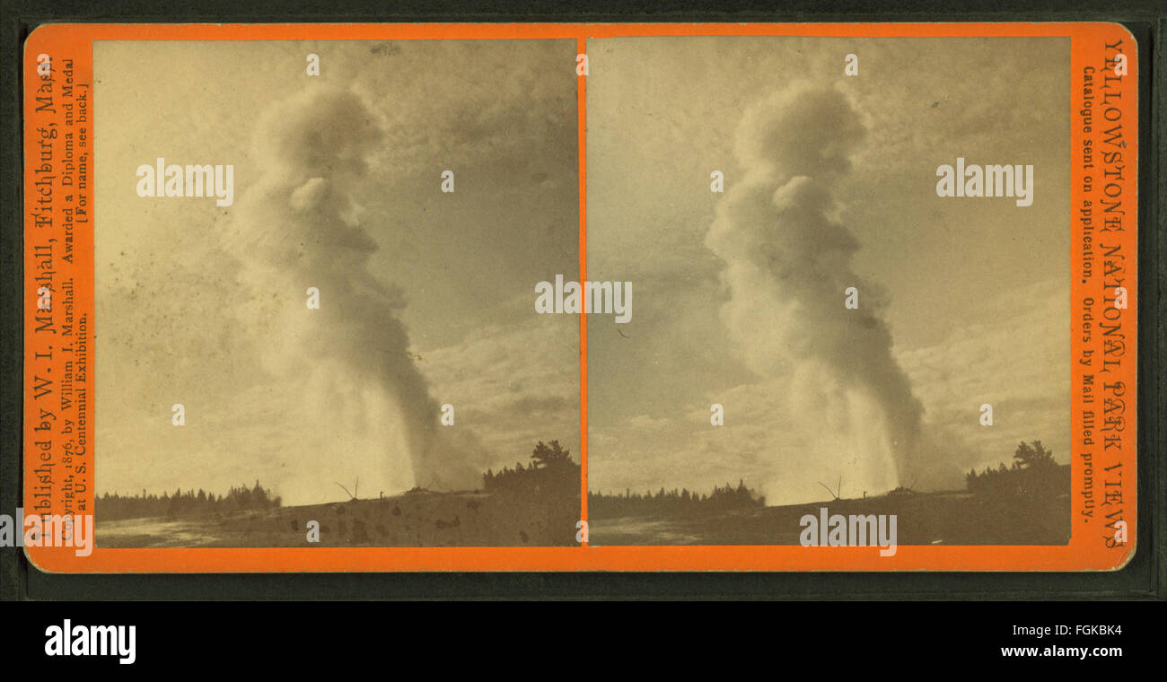 A close-up photograph of Old Faithful, showing the geyser erupting in ...