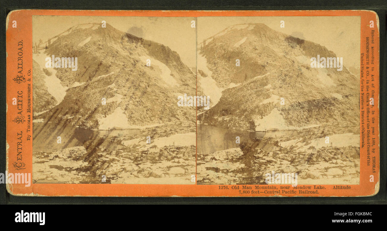 A photograph by Thomas Houseworth & Co. depicting Old Man Mountain ...