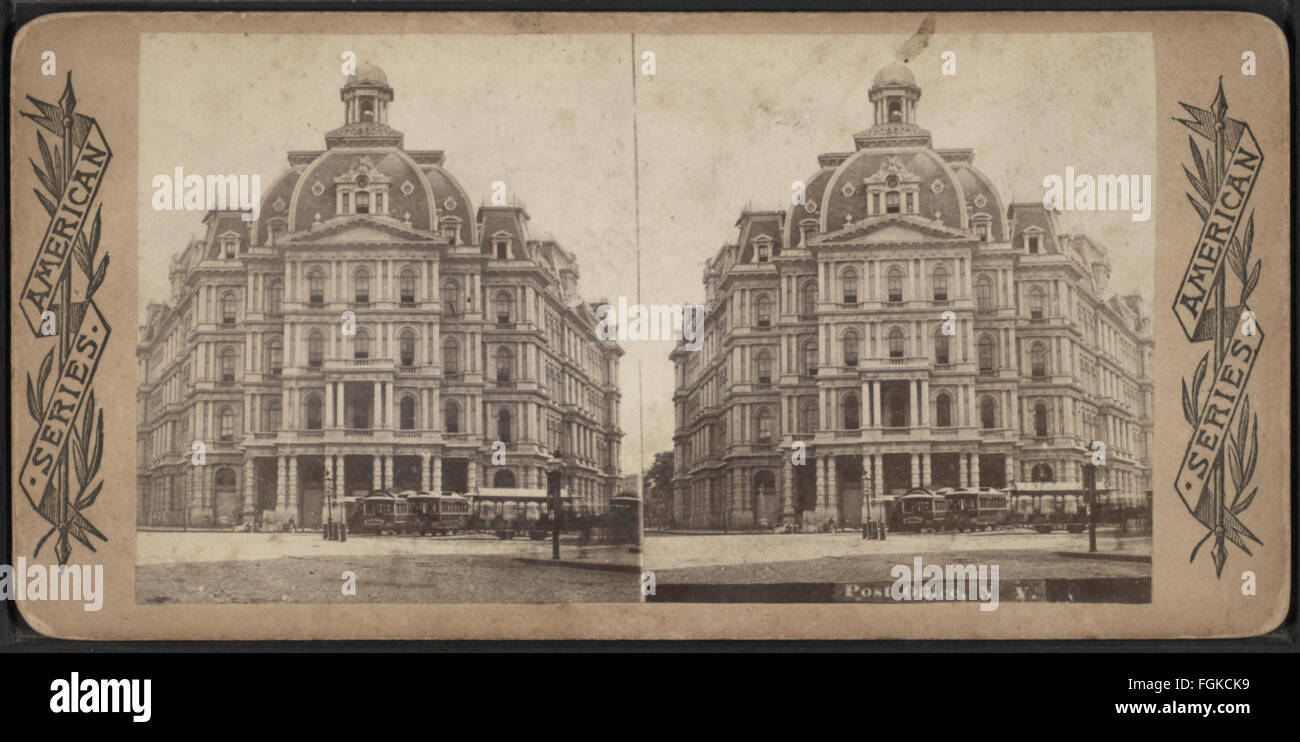 A stereoscopic view of the post office in New York, captured by Robert ...