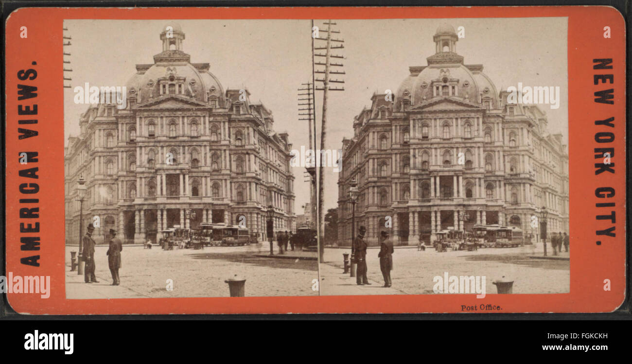 This photograph shows a post office building, showcasing its ...
