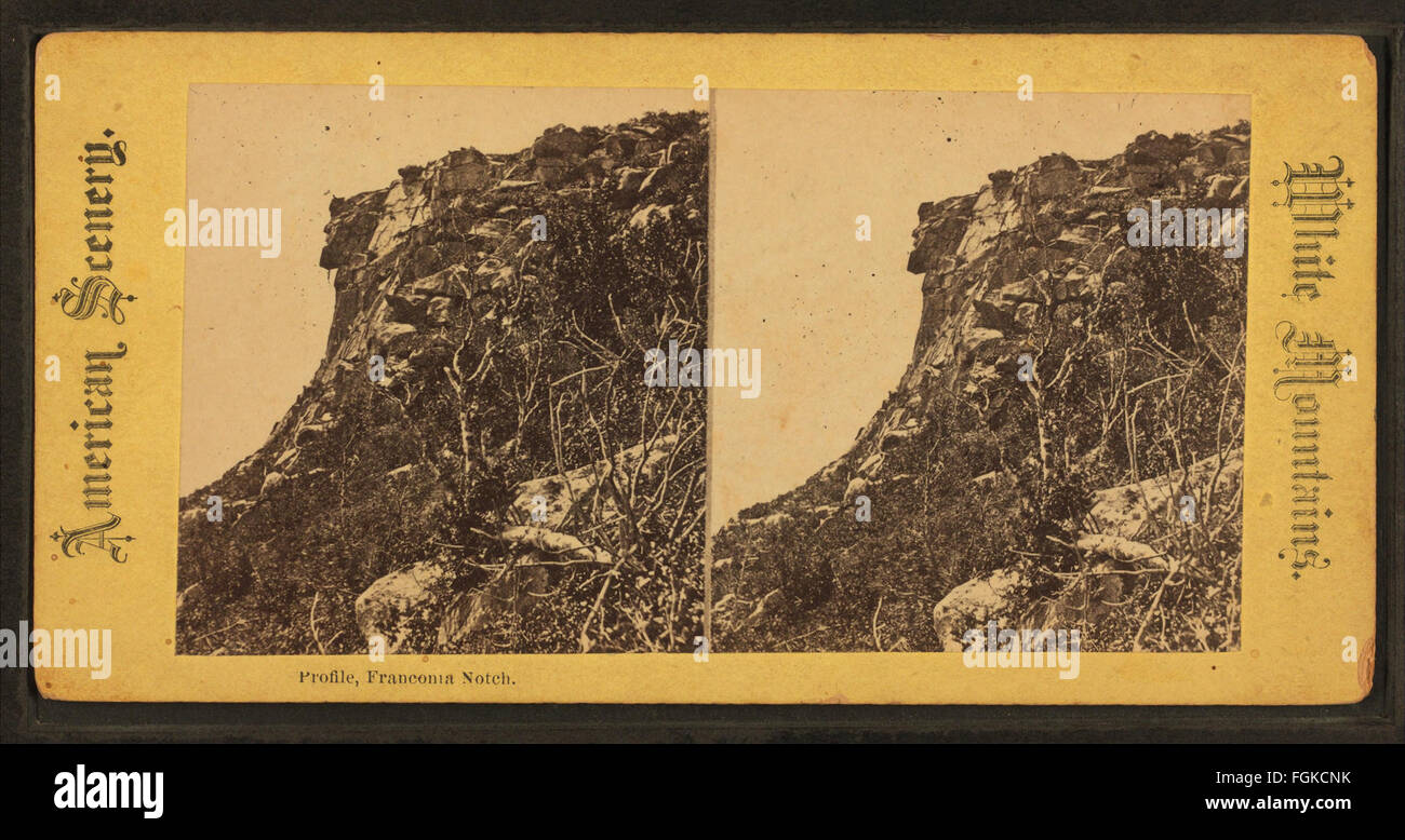 A stereoscopic view showing the profile of Franconia Notch, captured ...