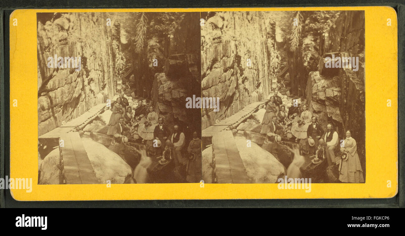 Photograph of visitors at the Flume, captured in 1871 by H.S. Fifield ...