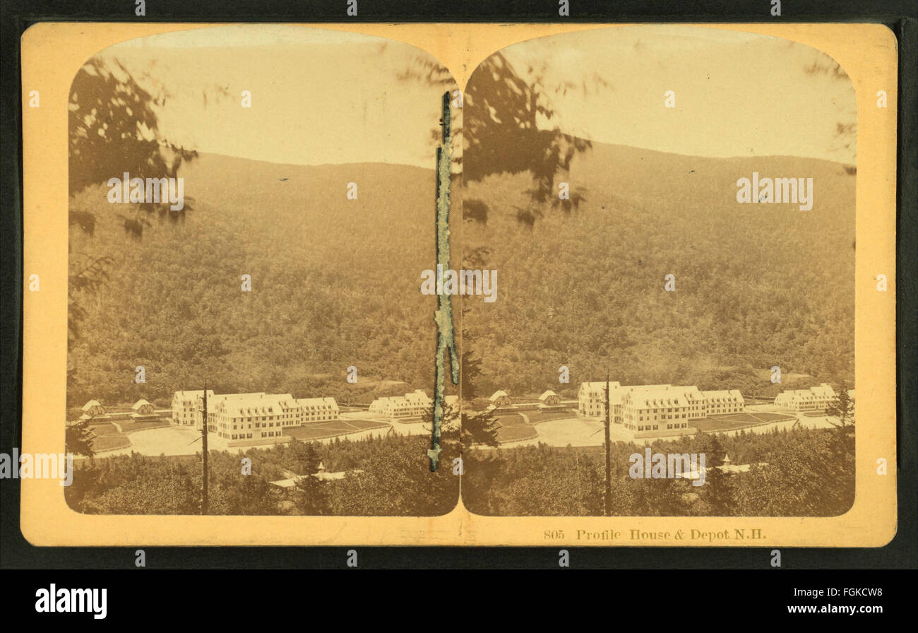 A view of the Profile House and Depot in New Hampshire, capturing the ...