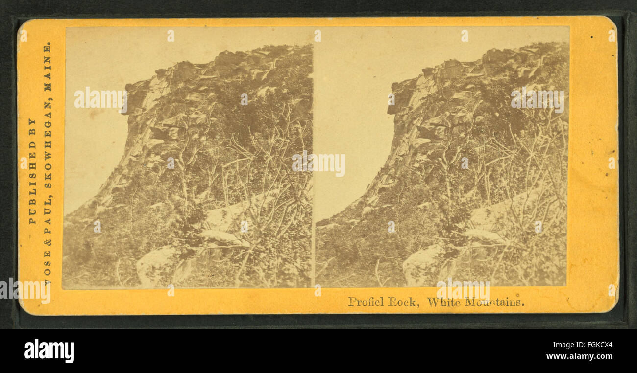 A photograph by Vose & Paul showing Profile Rock in the White Mountains ...