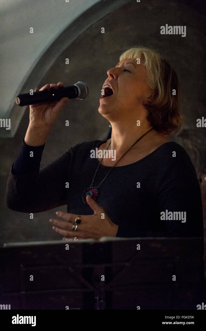 English singer-songwriter Barb Jungr singing at Exeter Street Hall ...