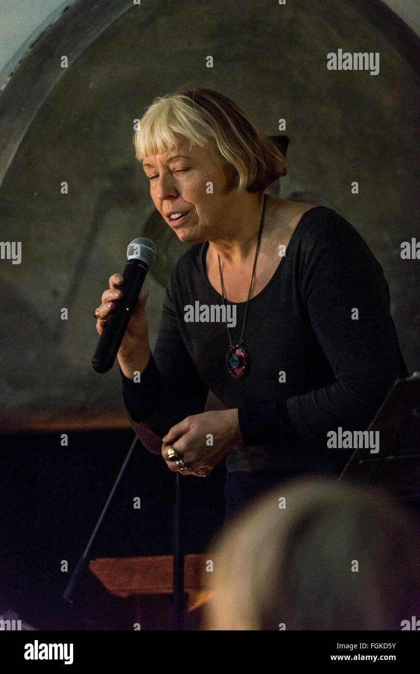 English singer-songwriter Barb Jungr singing at Exeter Street Hall ...