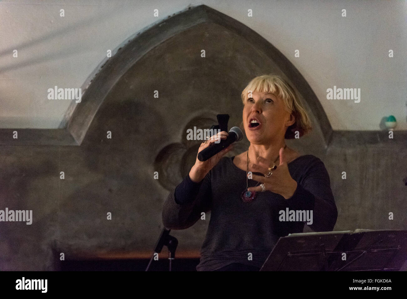 English singer-songwriter Barb Jungr singing at Exeter Street Hall ...