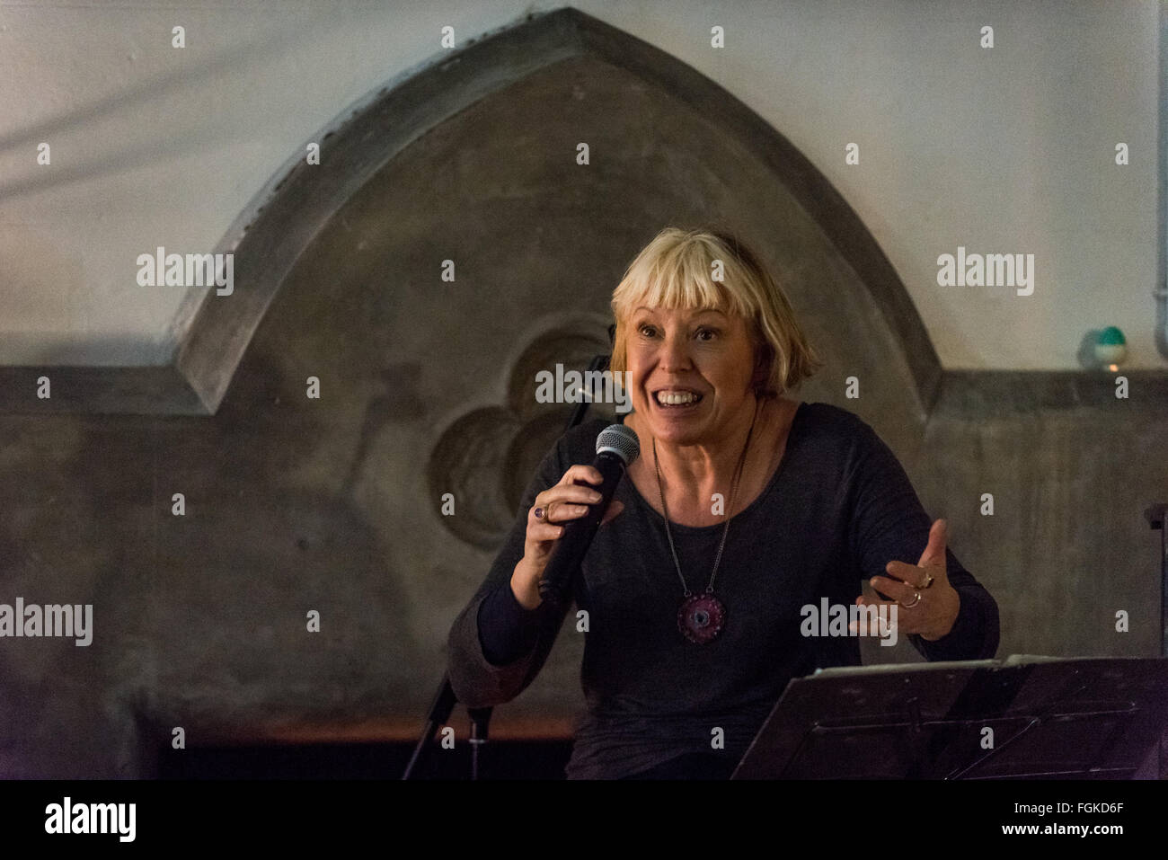 English singer-songwriter Barb Jungr singing at Exeter Street Hall ...