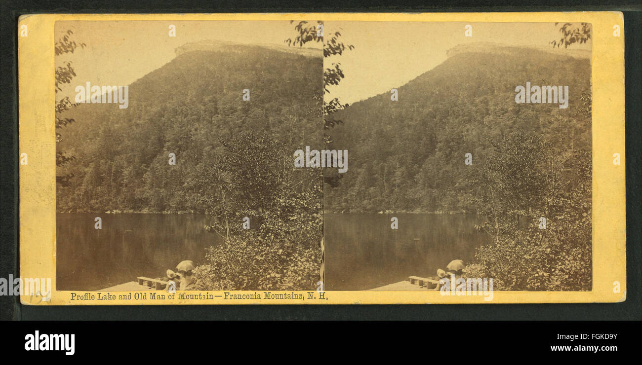 A photograph by Nathan W. Pease showing Profile Lake and the Old Man of ...