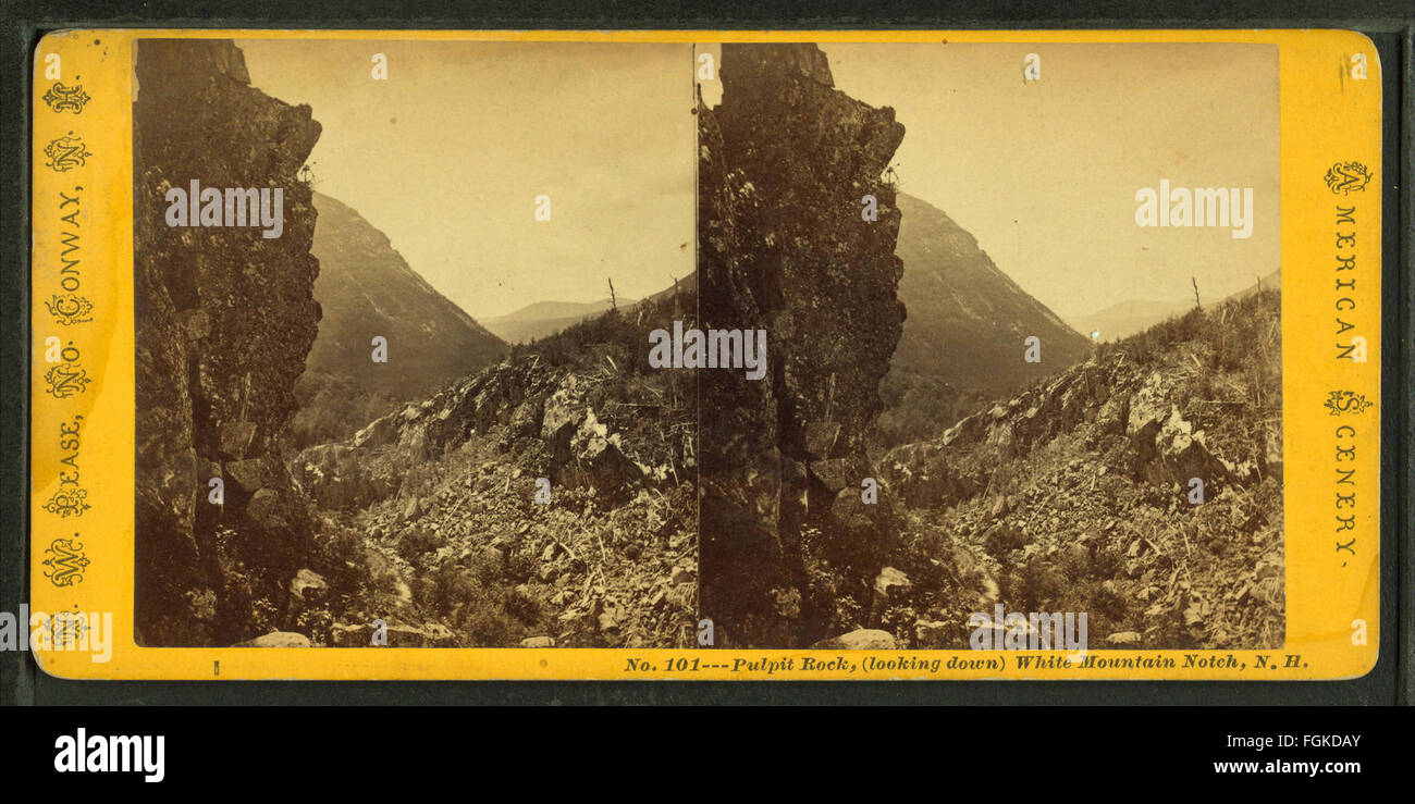 A photograph by Nathan W. Pease showing Pulpit Rock in White Mountain ...