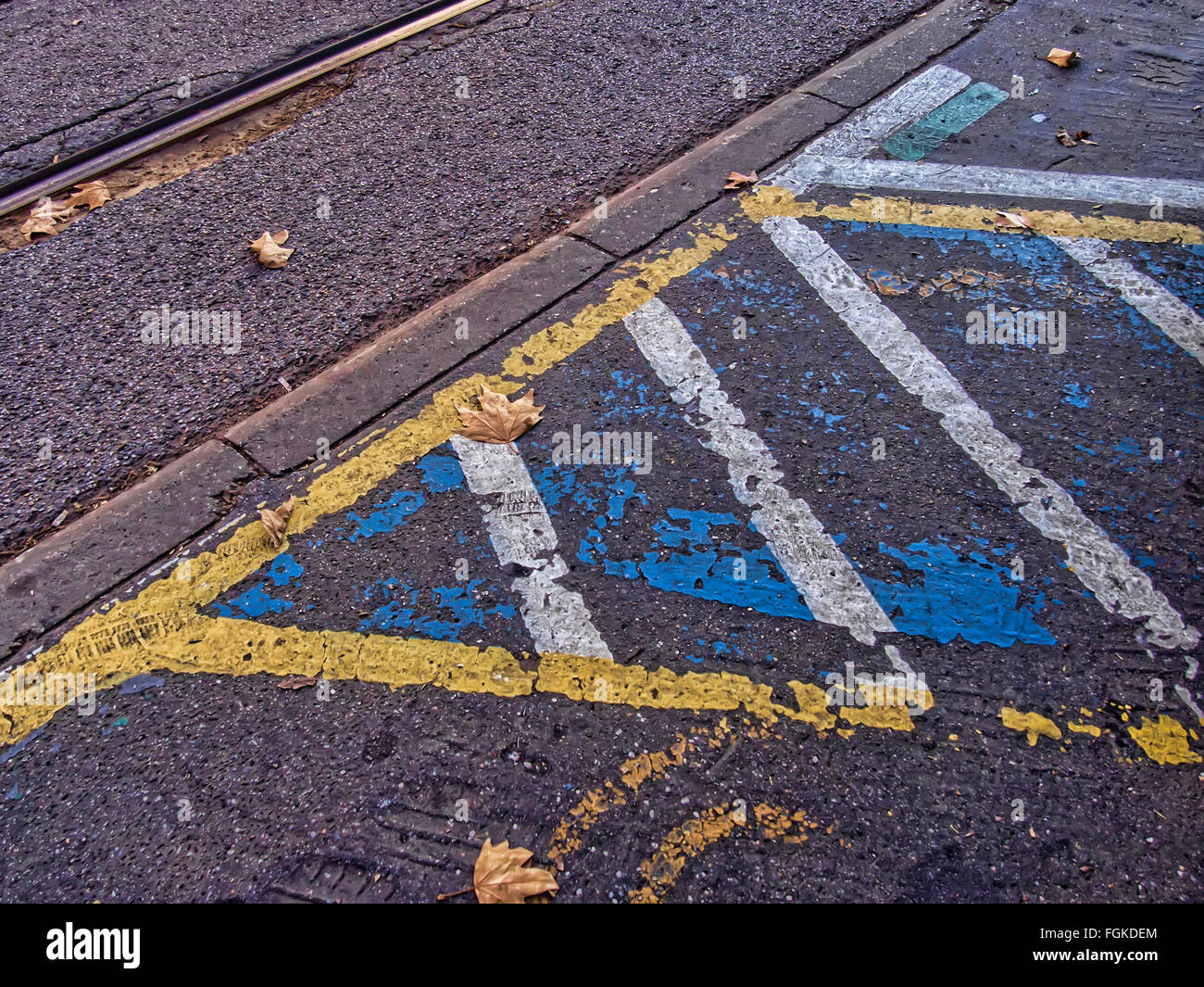 Some colourfull marks on tarmac Stock Photo - Alamy