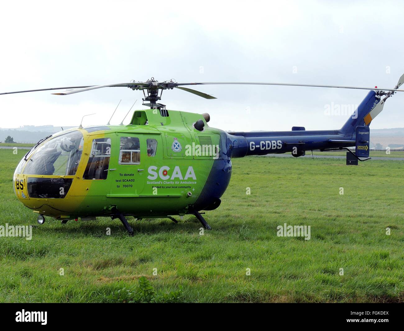 G-CDBS , the brightly coloured MBB Bo105DBS of Scotland's Charity Air ...