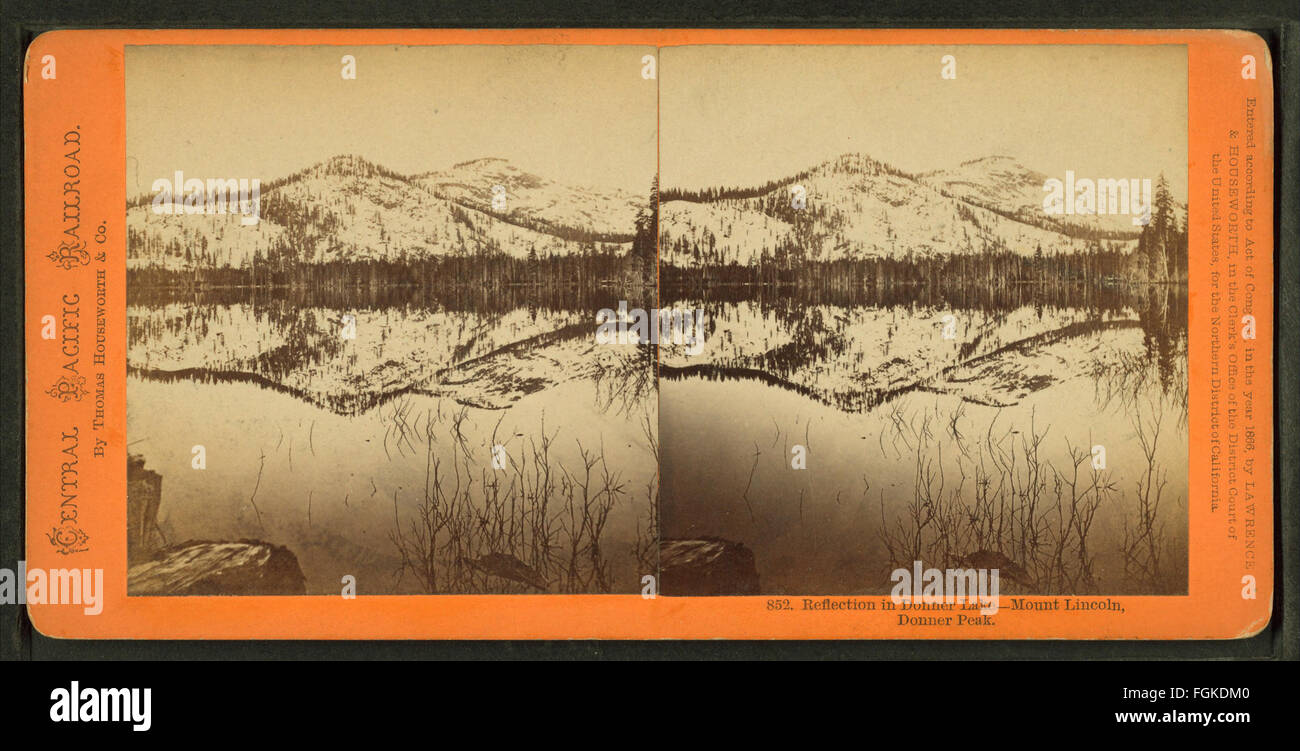 A photograph by Thomas Houseworth & Co. showing the reflection of Mount ...