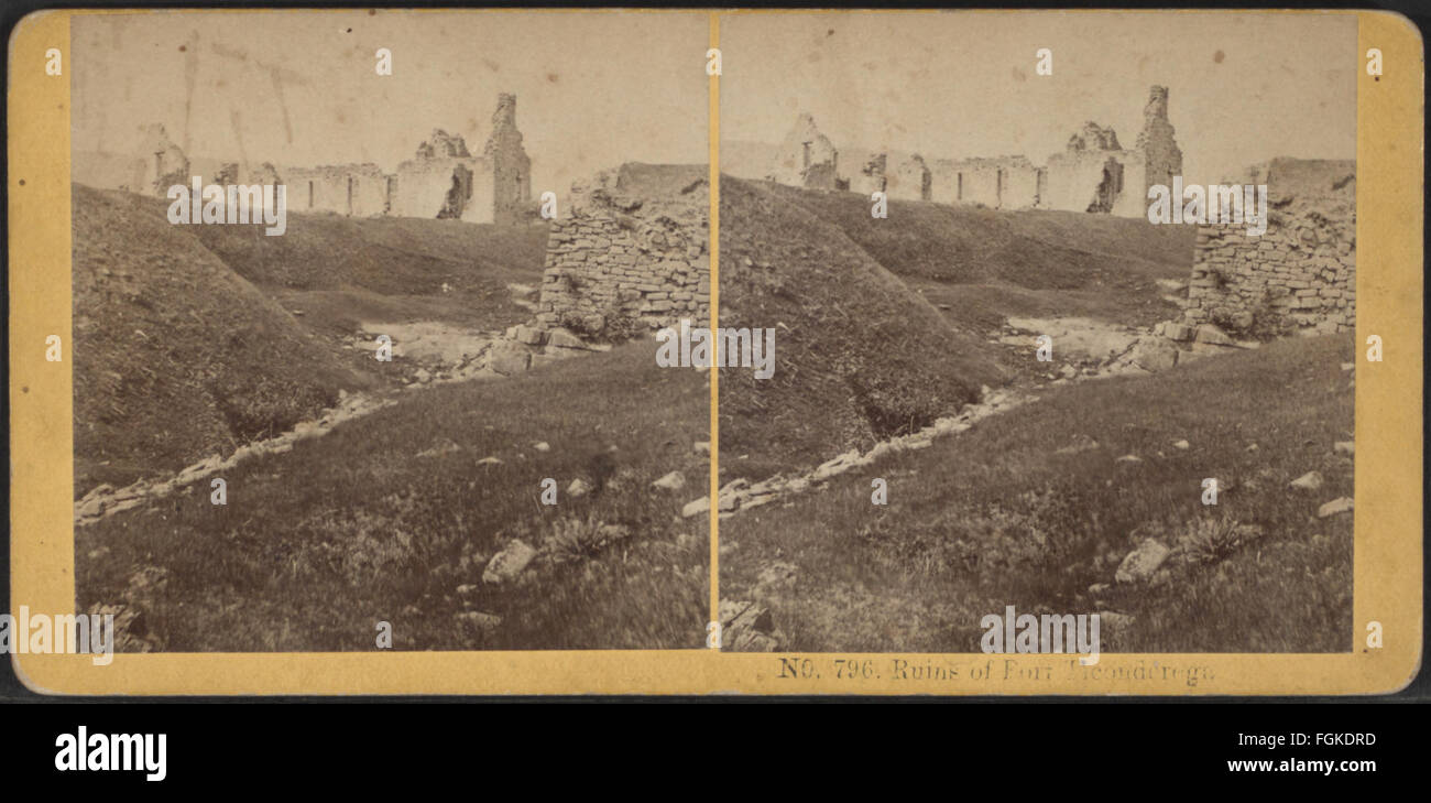 A photograph showing the ruins of Fort Ticonderoga, captured by the ...