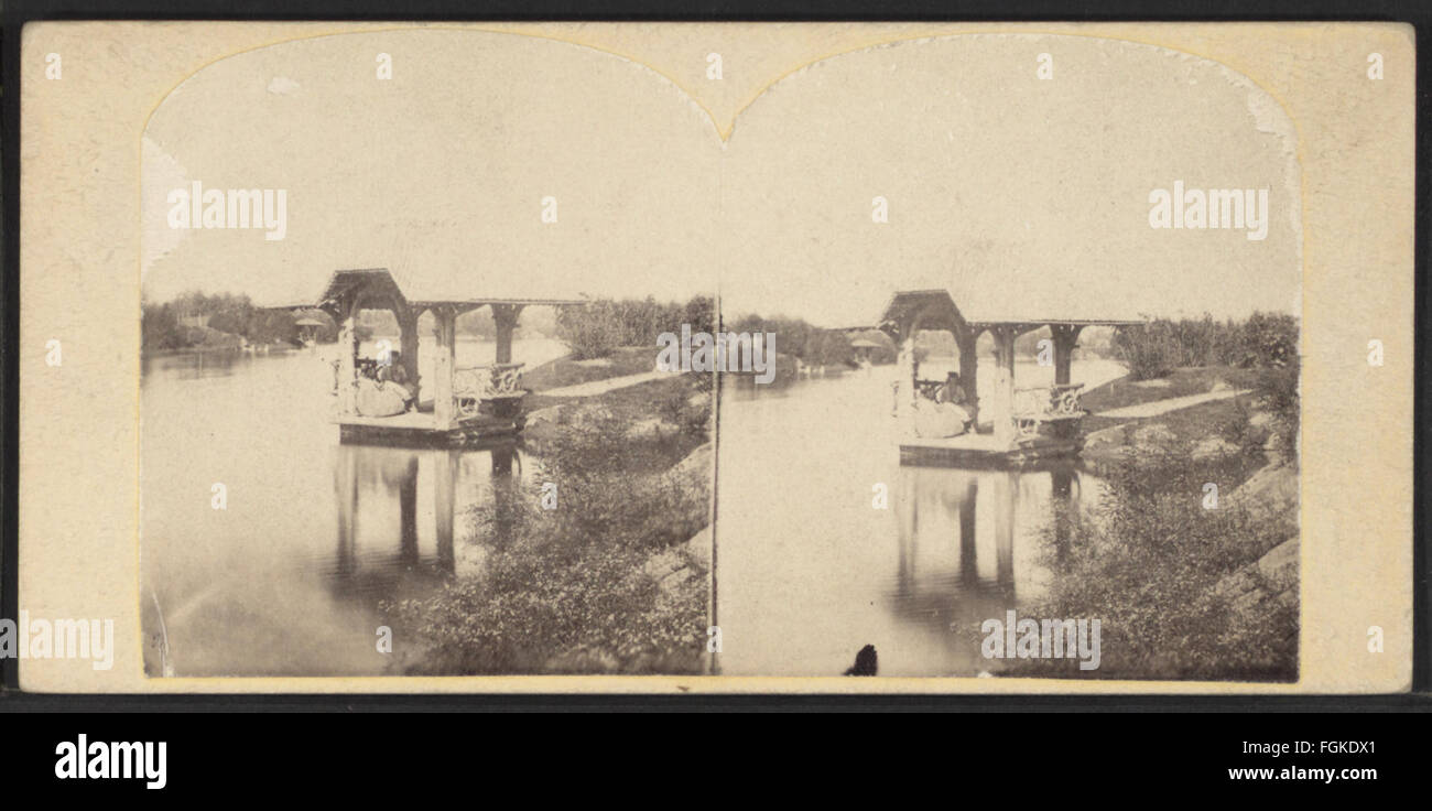A photograph by George Stacy showing a rustic boat landing at the south ...