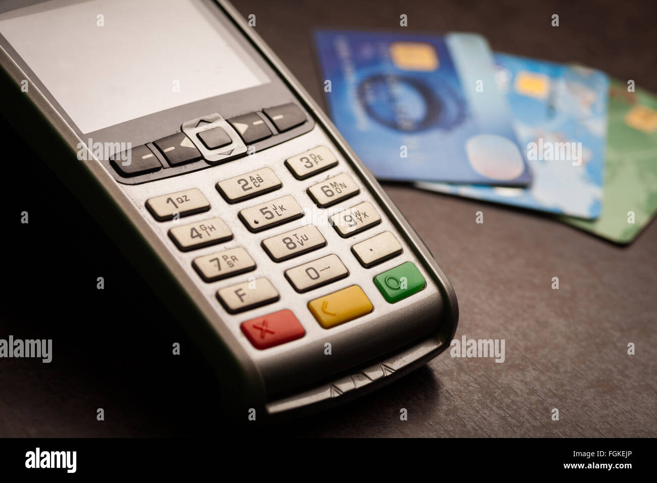 Color image of a POS and credit cards Stock Photo - Alamy