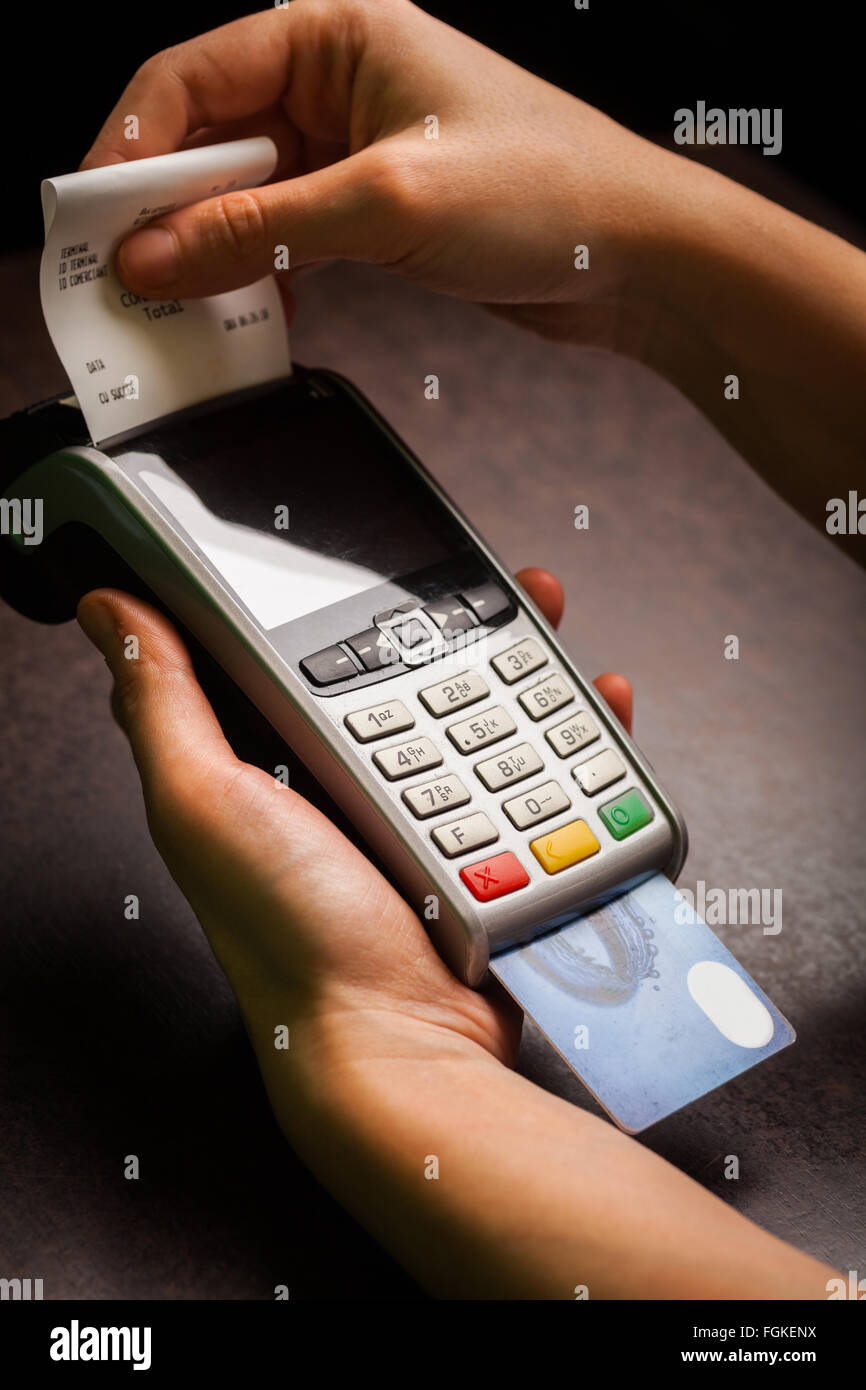 Color image of a POS and credit cards Stock Photo - Alamy