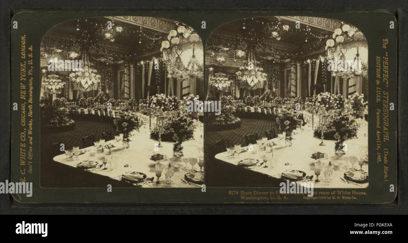 A formal state dinner held in honor of Prince Henry in the East Room of ...