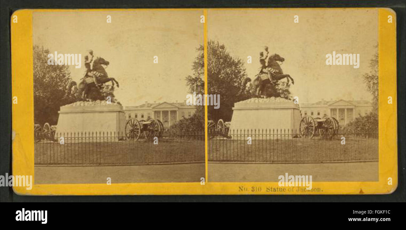 A photograph by Kilburn Brothers showing the statue of Andrew Jackson ...