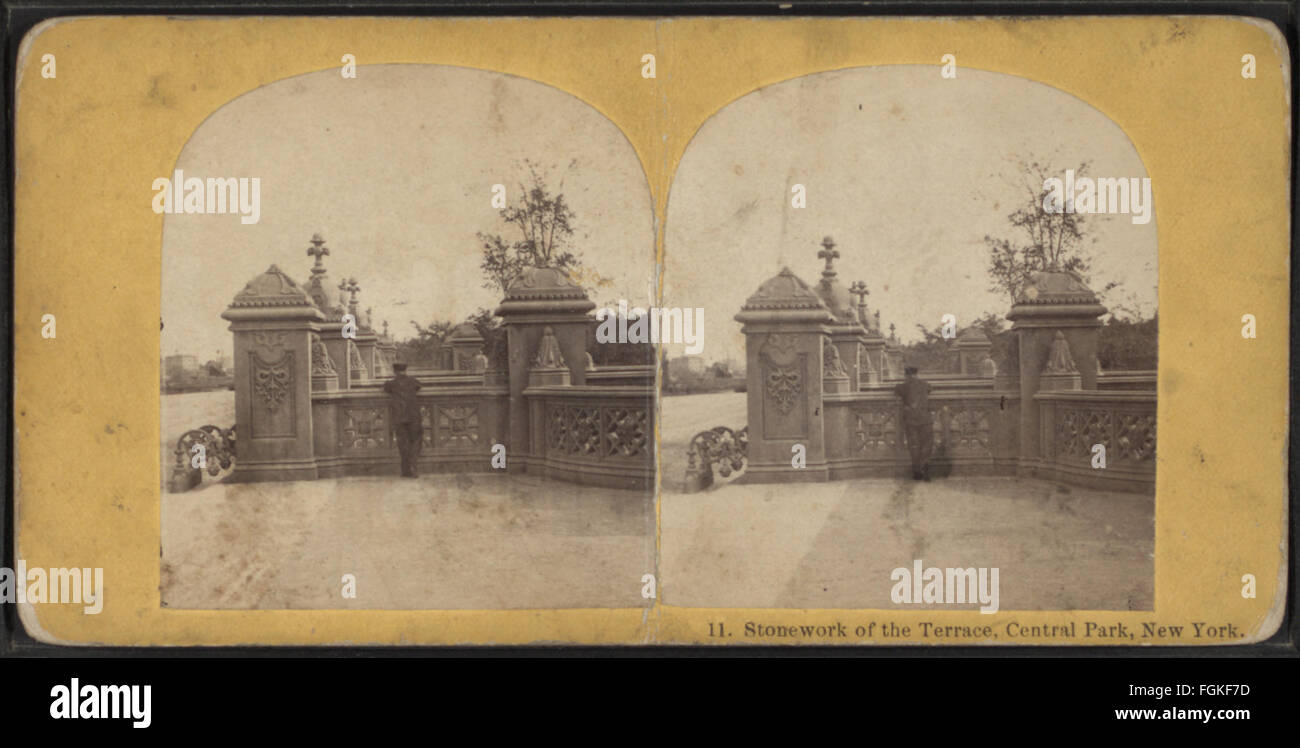 The stonework of the Terrace in Central Park, New York, shown in a ...