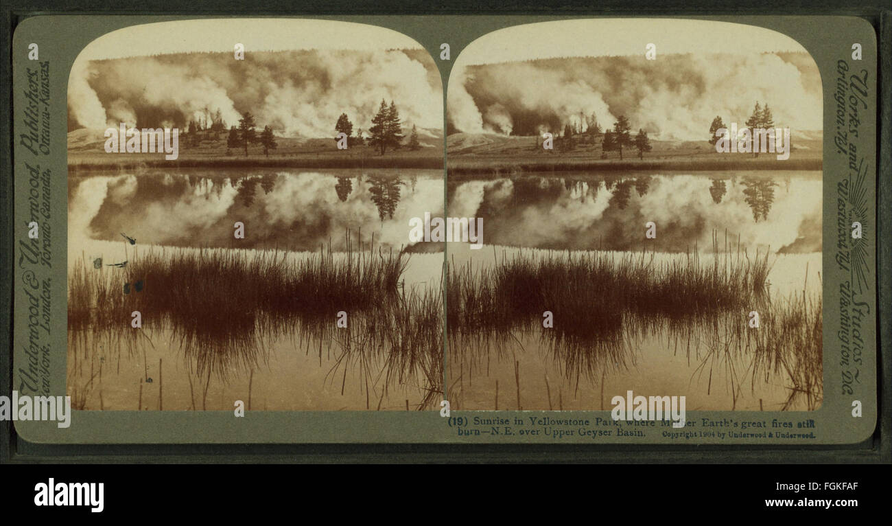 A photograph by Underwood & Underwood showing a sunrise over ...