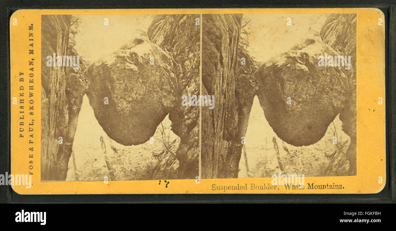 The photograph 'Suspended Boulder' from Vose & Paul shows a large rock ...