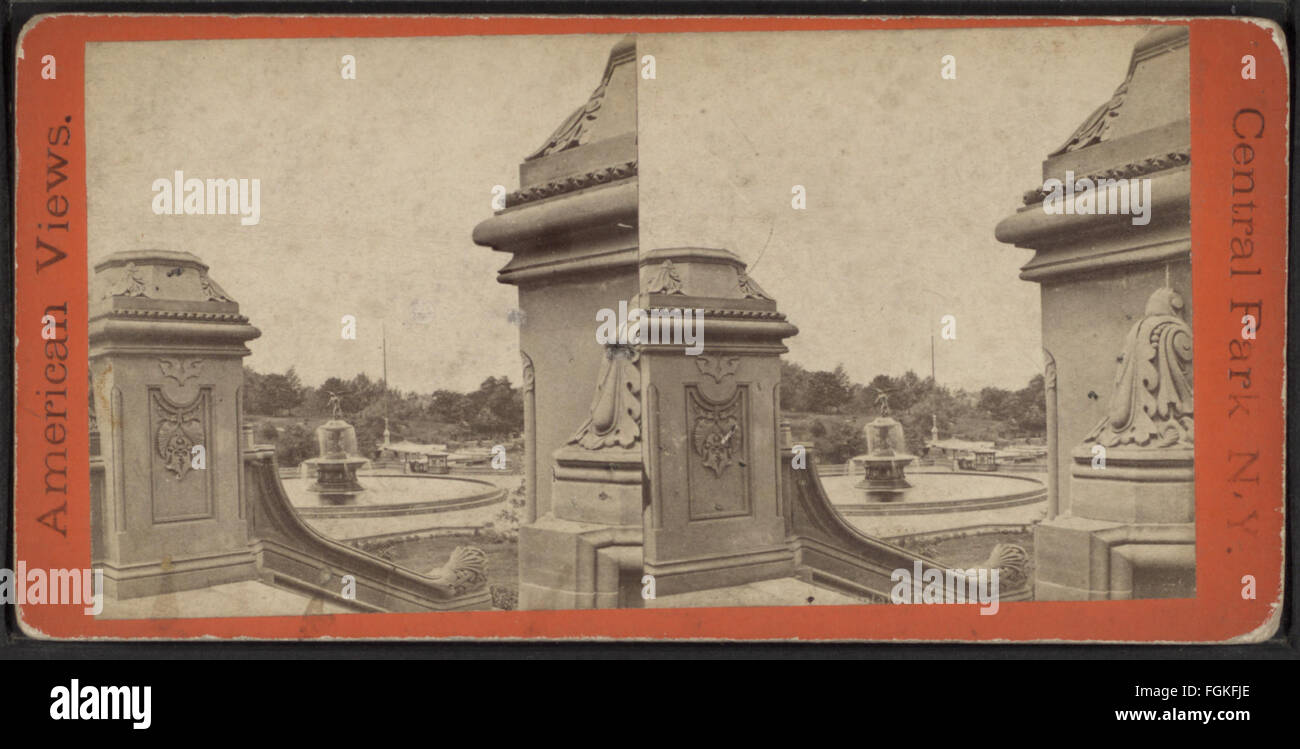 A photograph by E. & H.T. Anthony showing a terrace with a fountain in ...