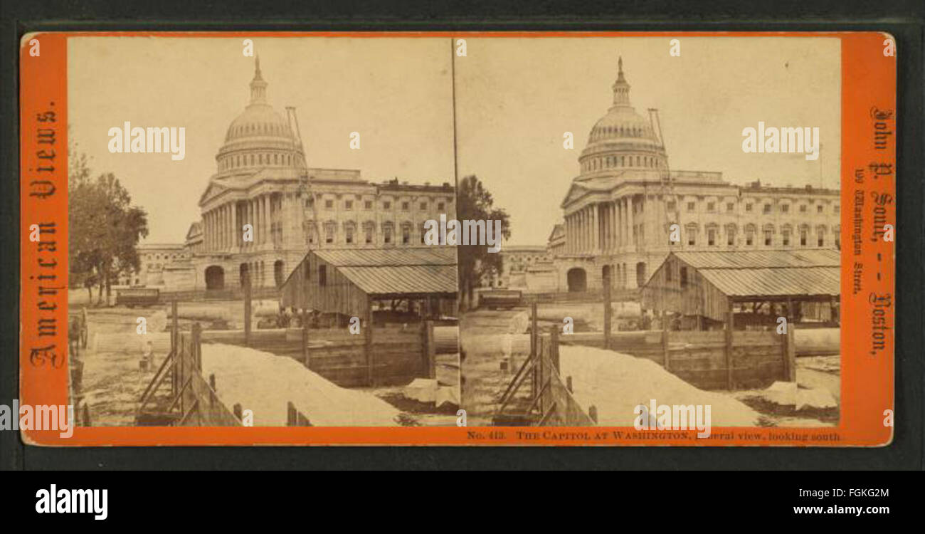 A photograph of the U.S. Capitol, taken from a general south-facing ...