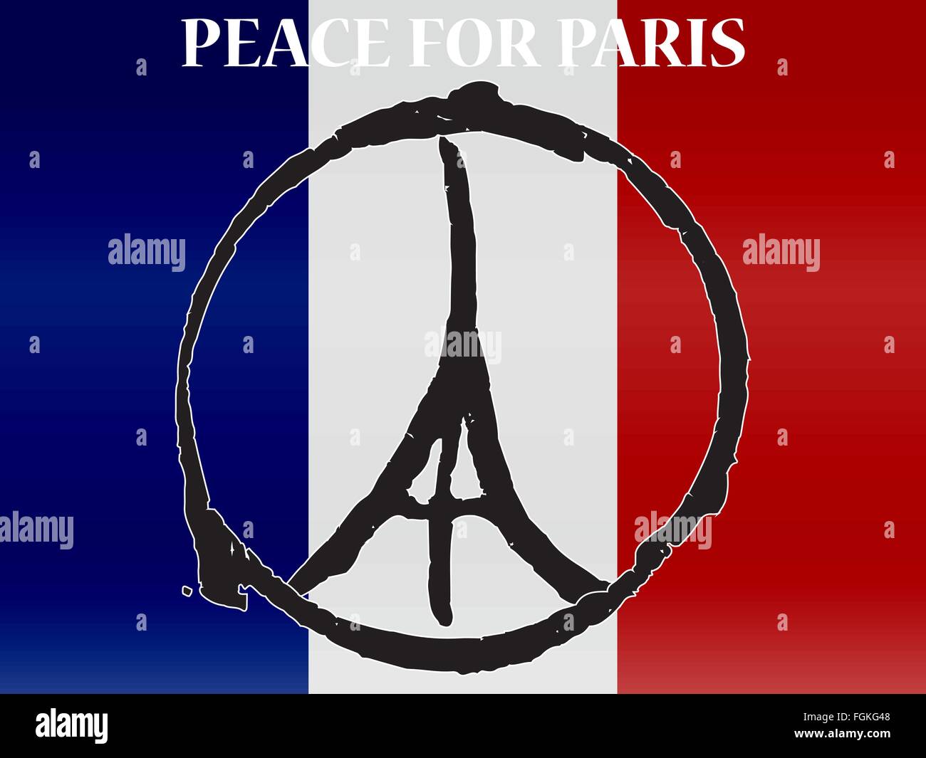 Peace logo at eiffel tower silhouette at background france national ...