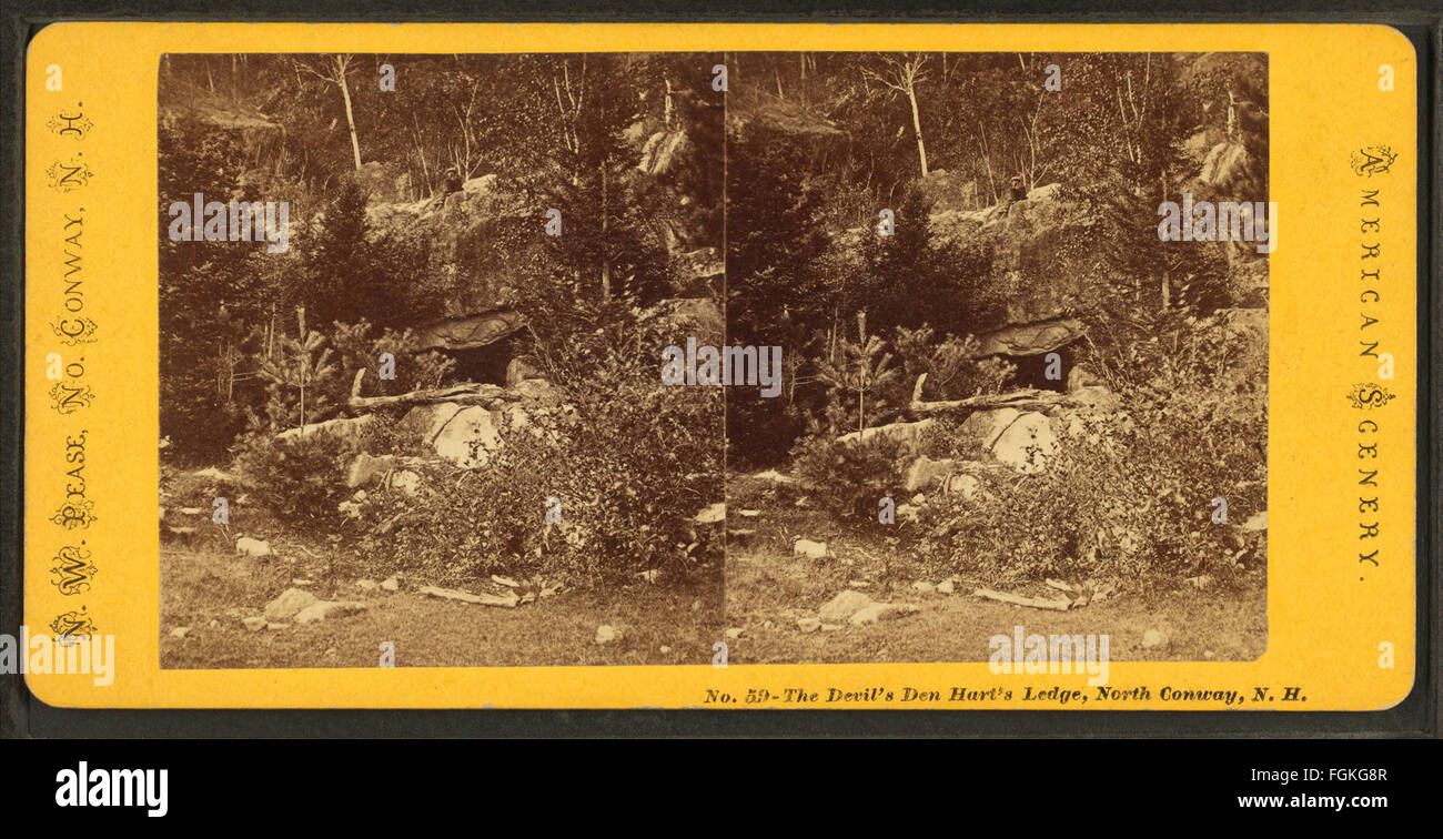 A photograph by Nathan W. Pease showing the Devil's Den at Hart's Ledge ...