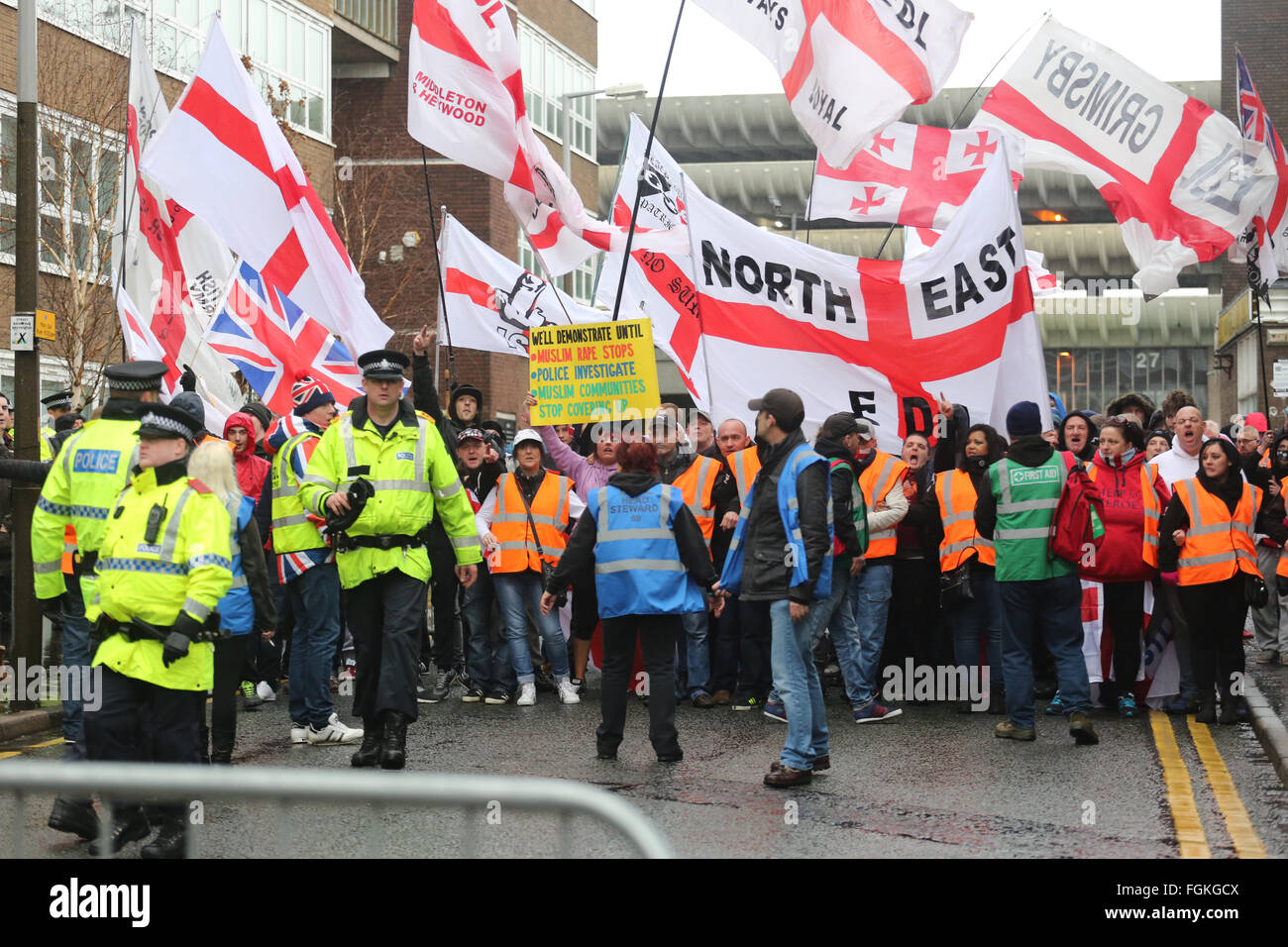 Preston, Lancashire, UK. 20th February, 2016. EDL protest in Preston ...
