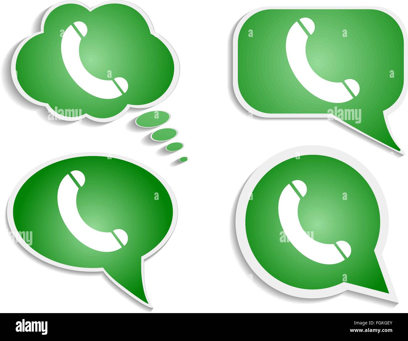 green think bubble phone icon, free line phone isolated on white Stock ...