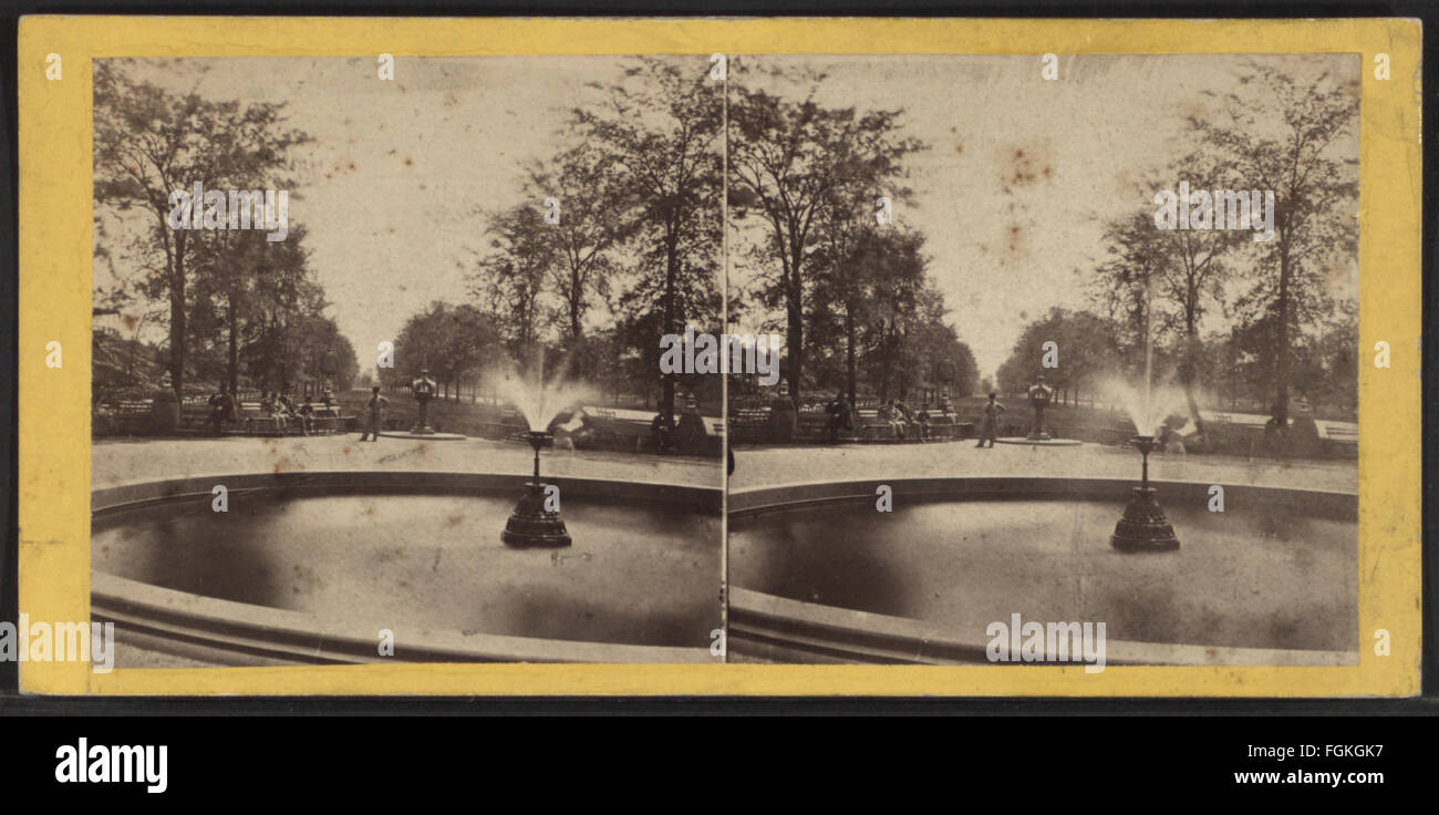 A photograph by E. & H.T. Anthony showing a fountain on the Mall ...