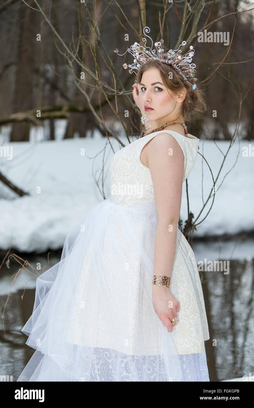 Portrait of a young beautiful woman wearing a Crown Stock Photo - Alamy
