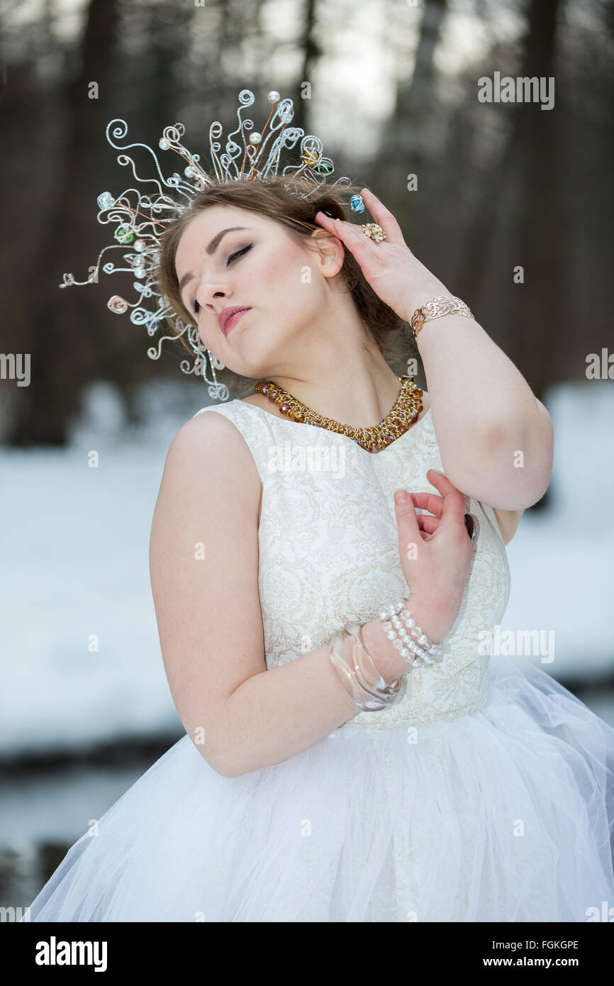 Portrait of a young beautiful woman wearing a Crown Stock Photo - Alamy