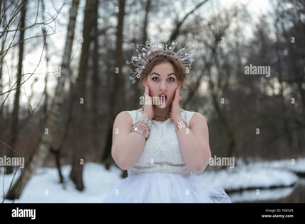 Portrait of a young beautiful woman wearing a Crown Stock Photo - Alamy