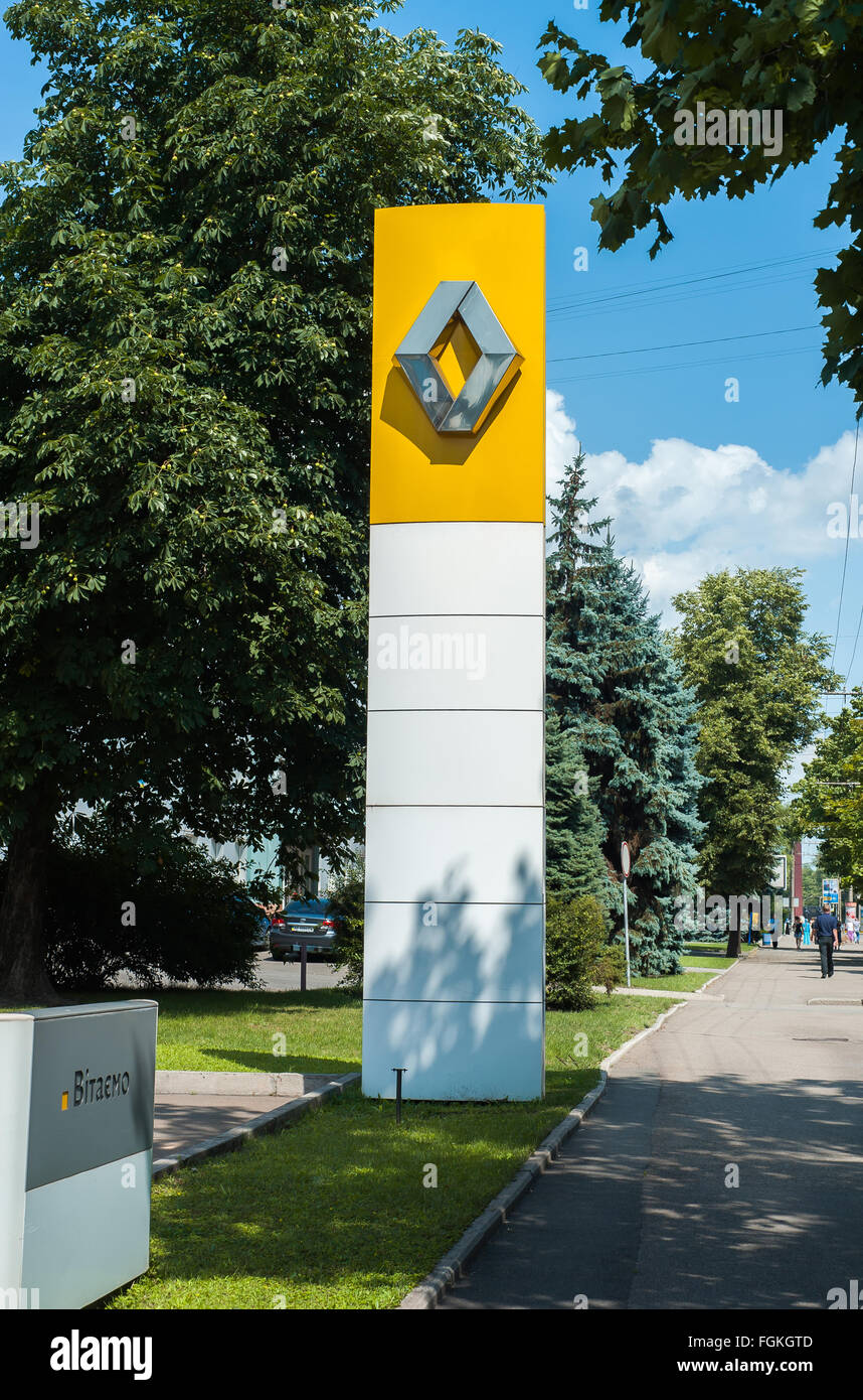 Krivoy Rog, Ukraine - July 27, 2015: Signage at Renault car dealer's ...