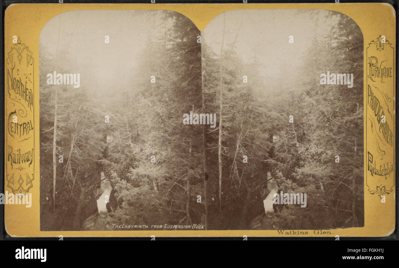 A photograph of the Labyrinth, a rock formation at Watkins Glen, viewed ...