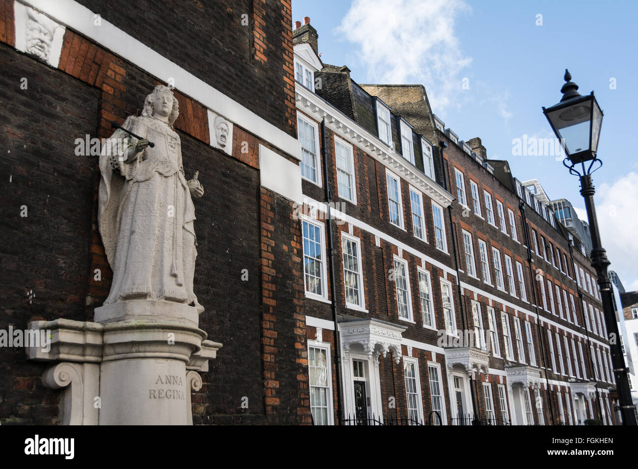 The stone statue of Queen Anne in Queen Anne's Gate Westminster London ...