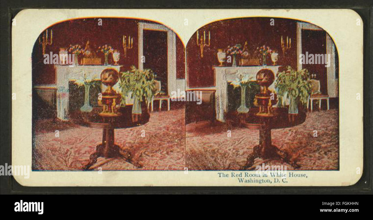 This stereoscopic image shows the Red Room in the White House ...