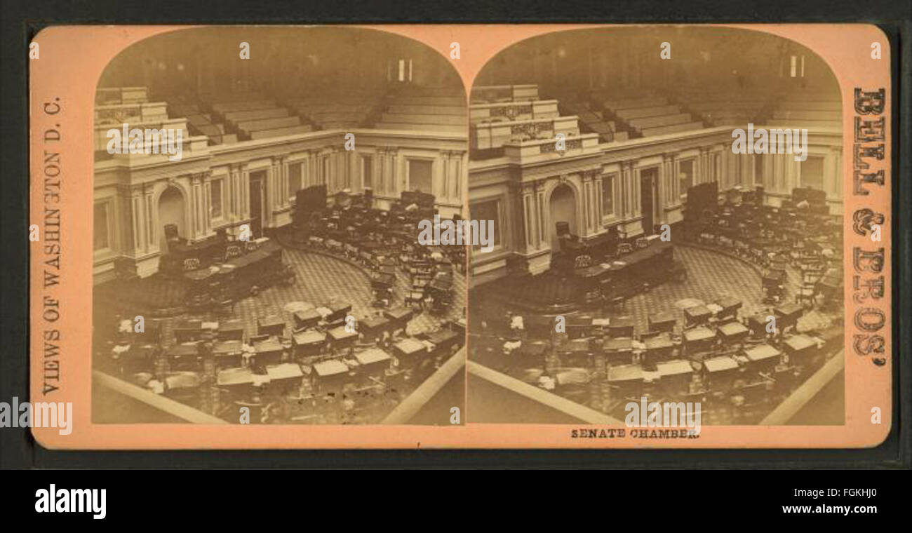 A photograph by Bell & Bro. showing the Senate Chamber, capturing the ...
